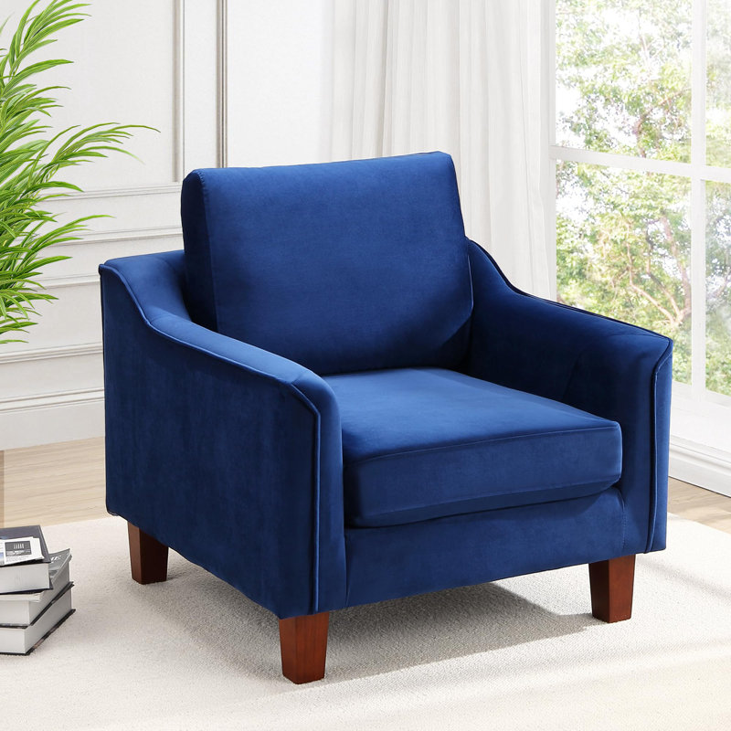 Blue velvet reading chair store
